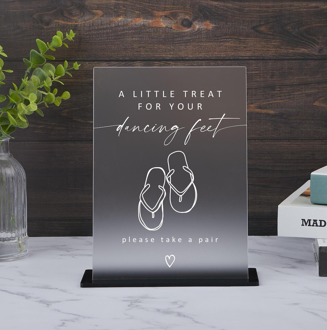 Custom Acrylic Wedding Dancing Feet Sign: Wedding Flip Flops Sign ...