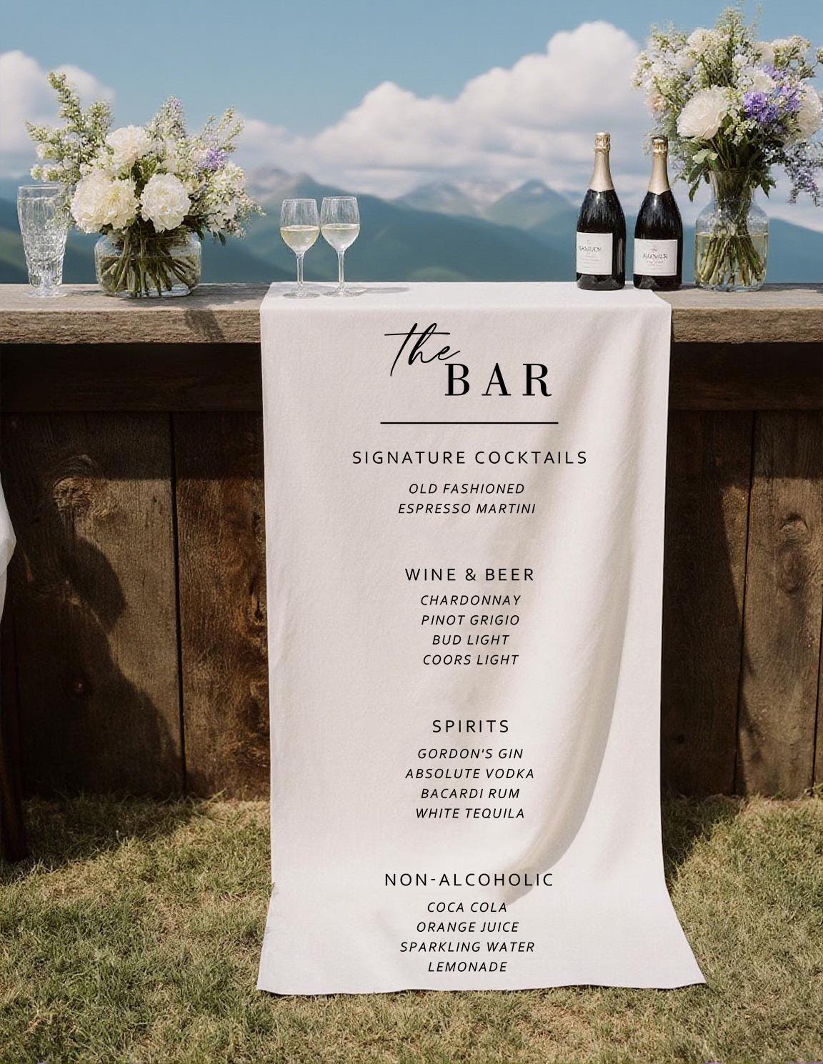 Wedding Fabric Bar Menu Sign, Custom Signature Cocktails Sign, His and ...