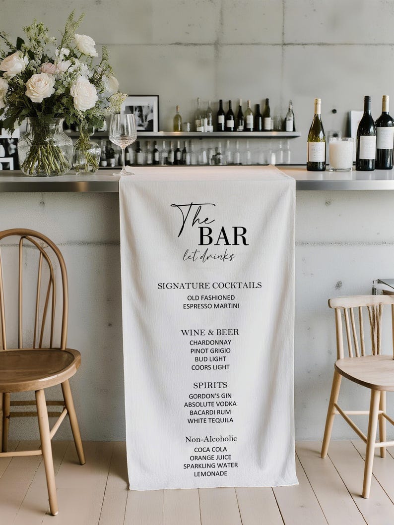 Custom Fabric Bar Menu Sign, Signature Cocktail & Drink Menu, His and ...