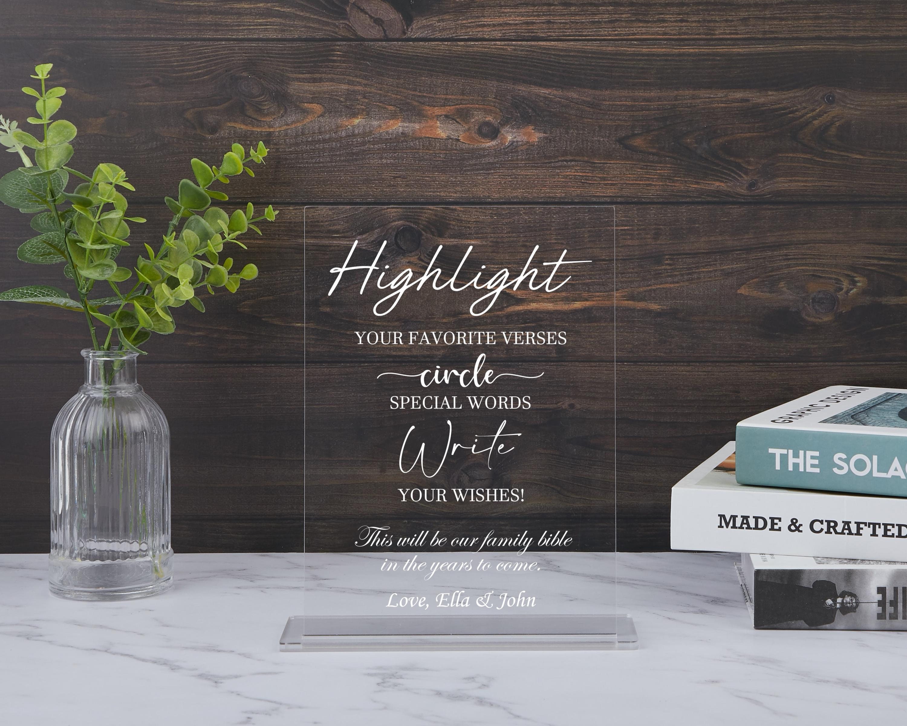 Personalized Acrylic Bible Verse Wedding Sign: Guestbook Table Decor ...