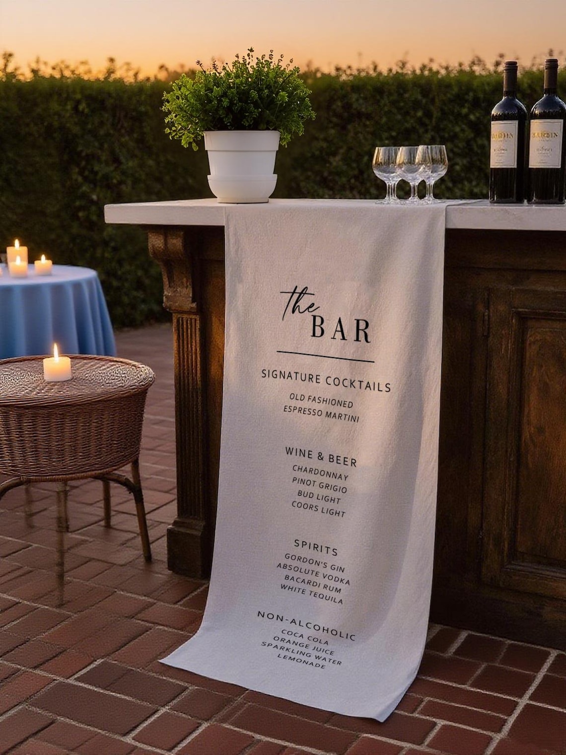 Wedding Fabric Bar Menu Sign, Custom Signature Cocktails Sign, His and ...