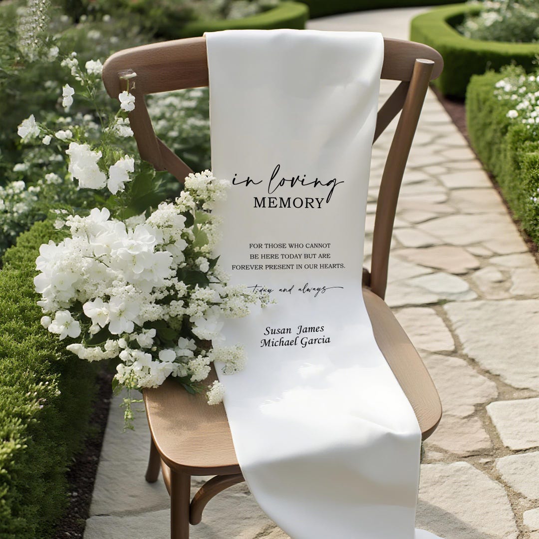 In Loving Memory Wedding Sign, Custom Memorial Wedding Sign, White Silk ...