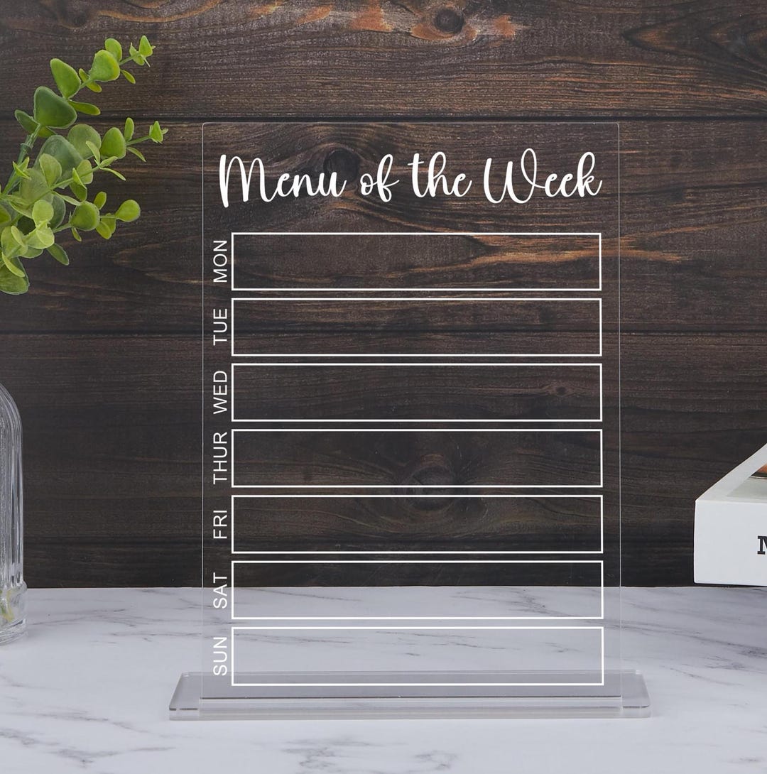 Acrylic Weekly Meal Planner: Kitchen Decor Sign - Etsy