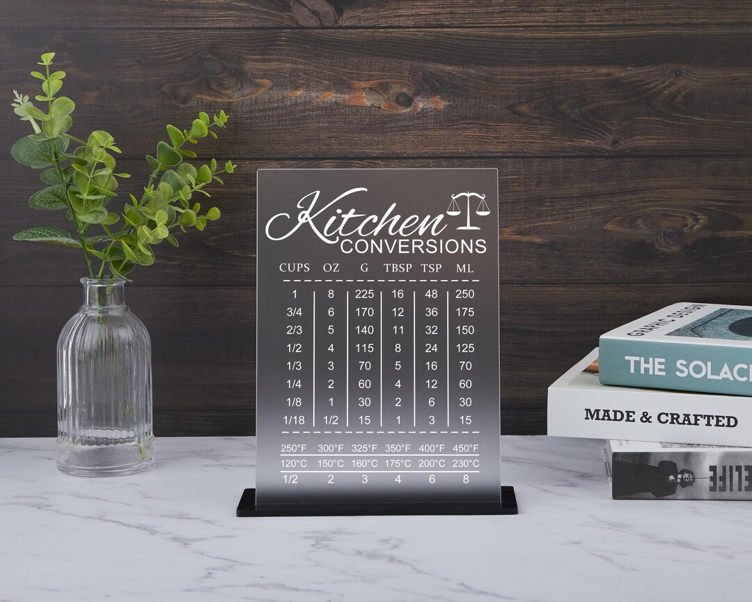Acrylic Kitchen Conversion Sign, Measurement Conversions Table Sign ...