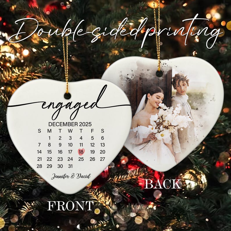 Personalized Engagement Christmas Ornament, Wedding Calendar Ornament ...