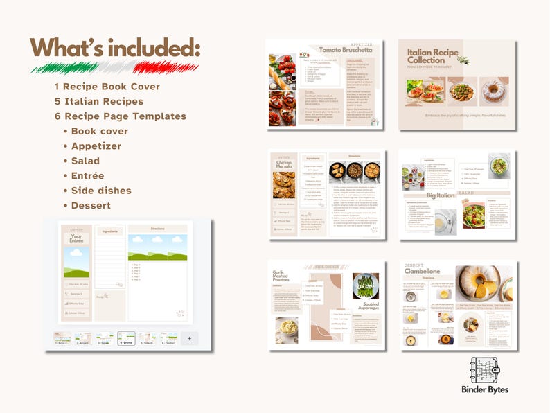 Italian Recipe Book Template: Customizable Meal Planner (canva, Digital ...