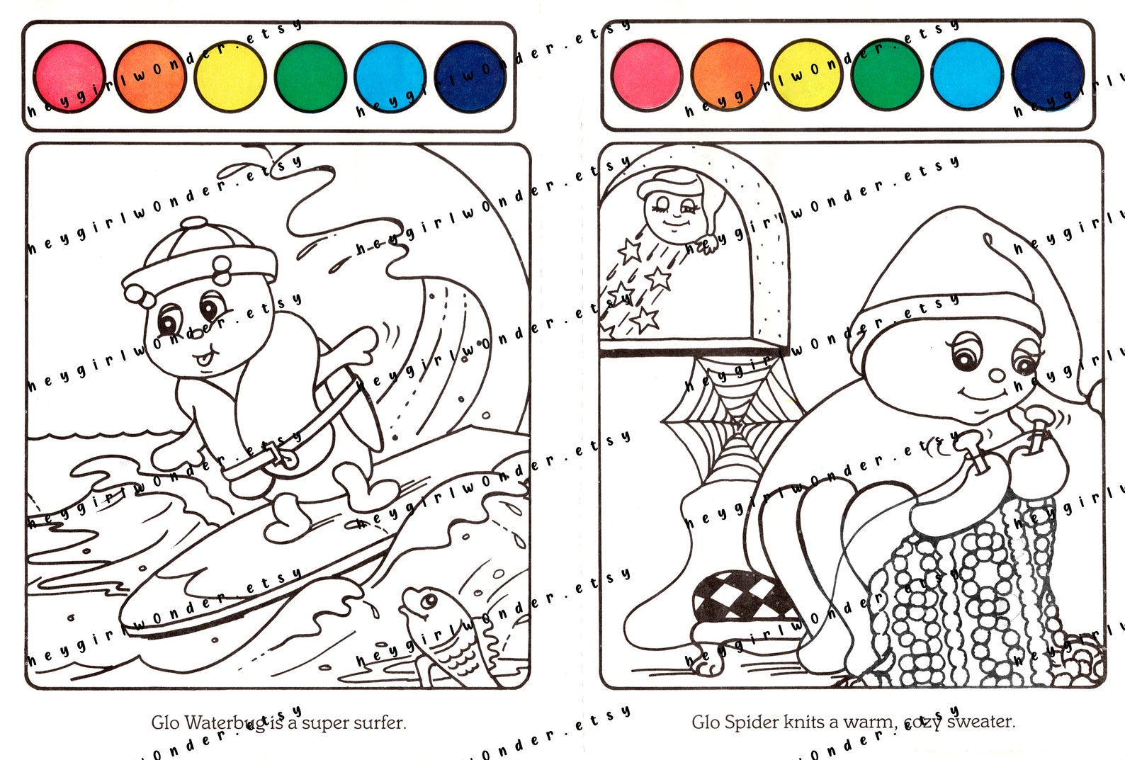 PDF File GLO Friends Paint Box Watercoloring Book 10 Pages - Etsy