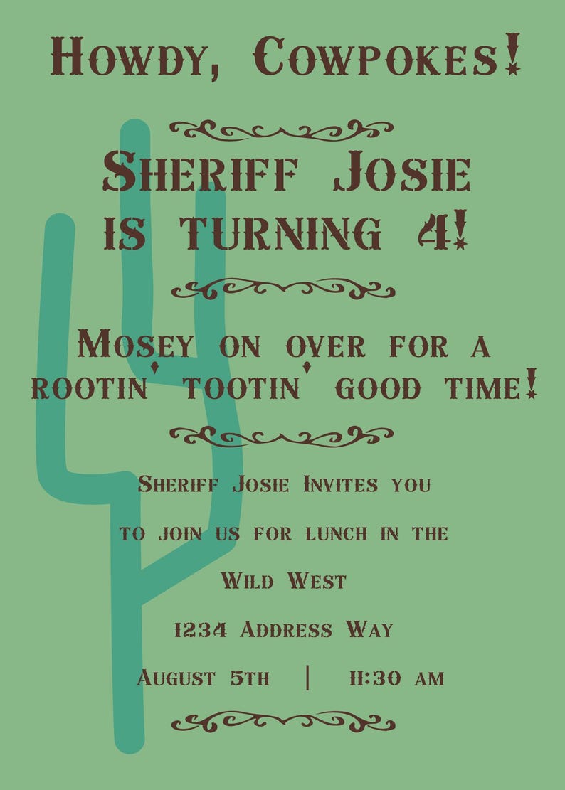 Wild West Party Invitation Template - Etsy