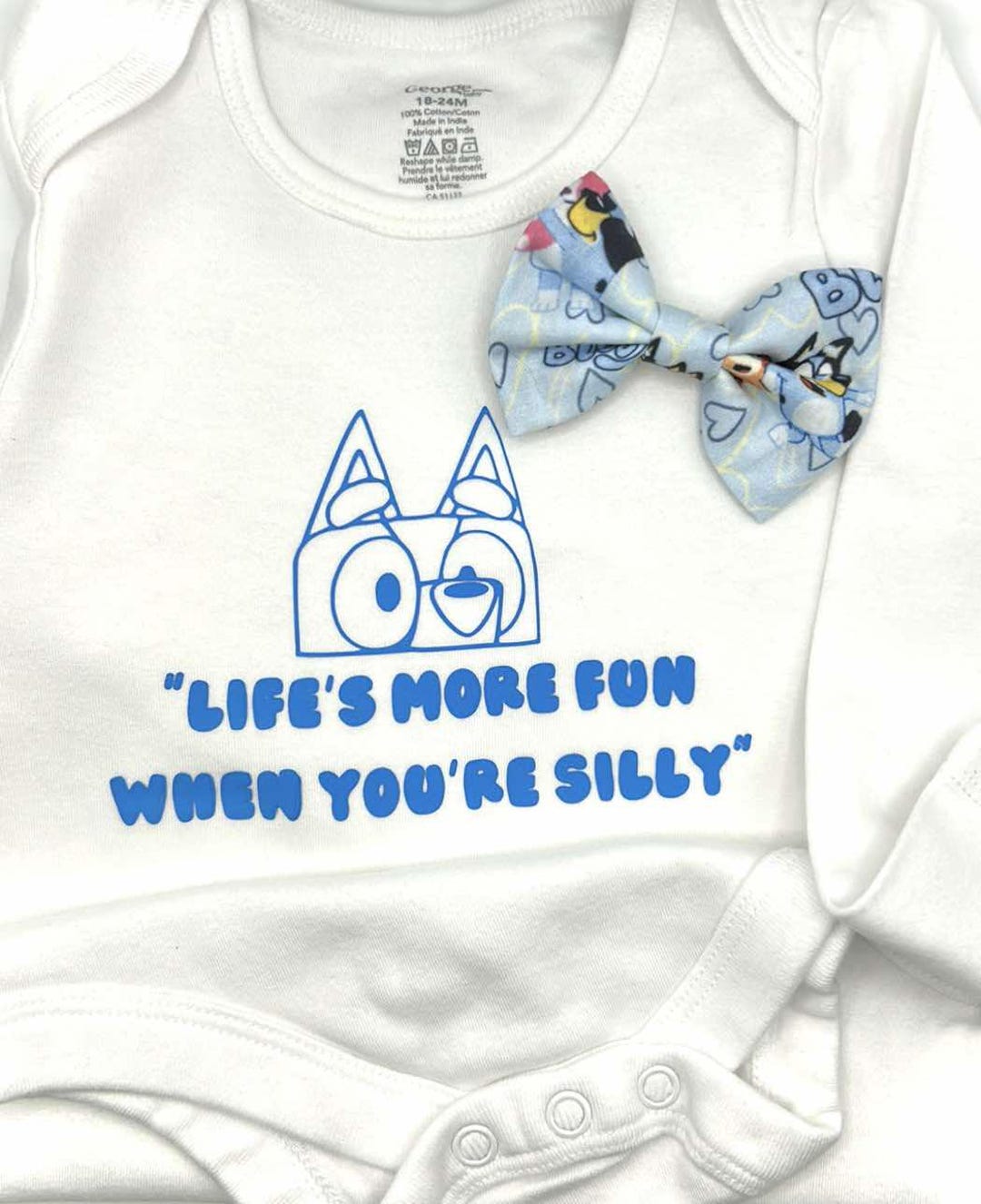 Bluey Longsleeve Bodysuit and Handmade Bow on Alligator Clip or Band - Etsy