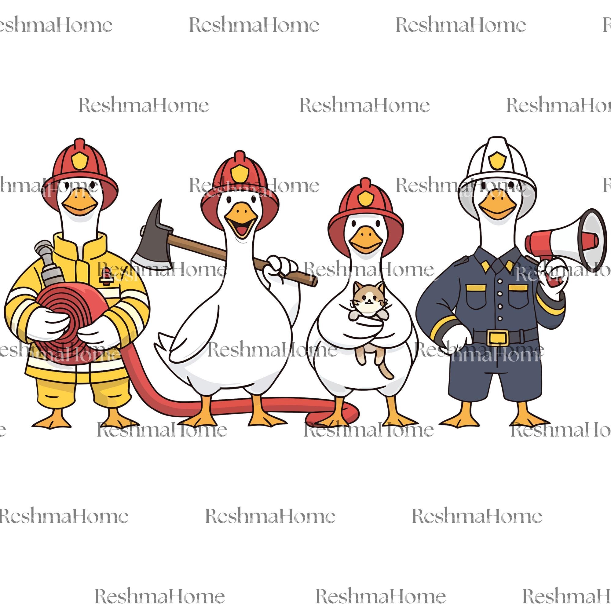 Firefighter Goose Svg PNG, Funny Fireman Geese PNG, Vintage ...