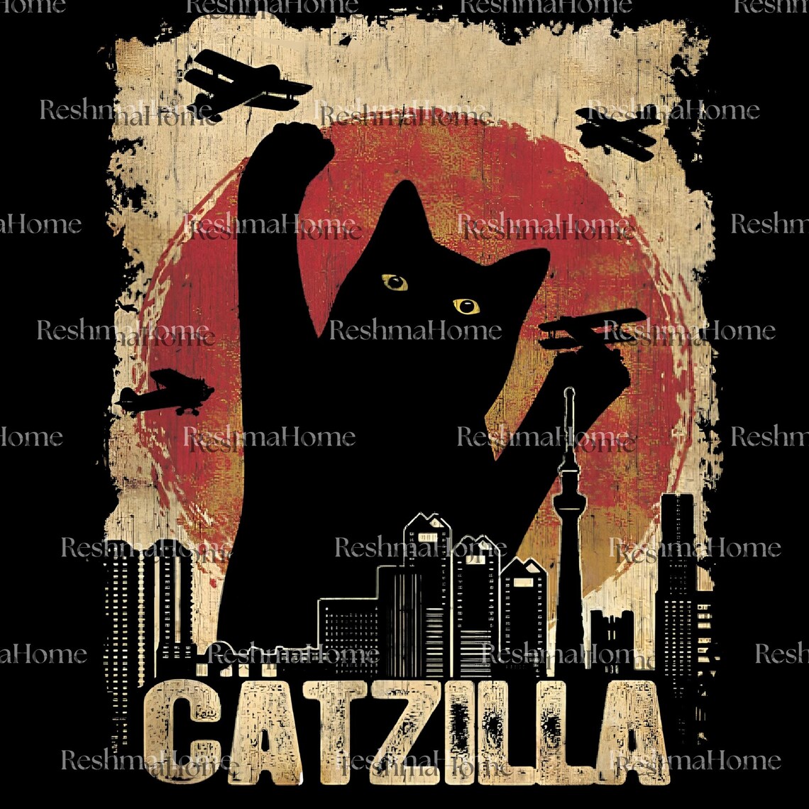 Catzilla Cat Meme Svg PNG, Funny Kitten Pet Lover PNG, Halloween Cat ...