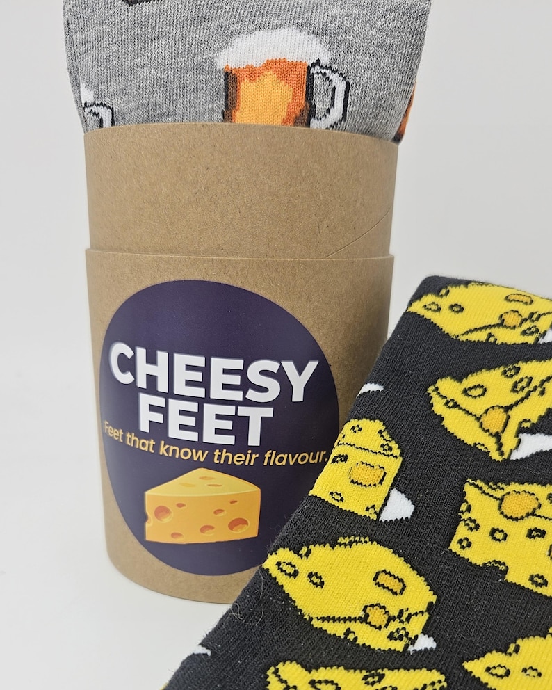 Beer & Cheese Socks Gift Set for Men | Cheesy Feet Novelty Socks | Fun ...