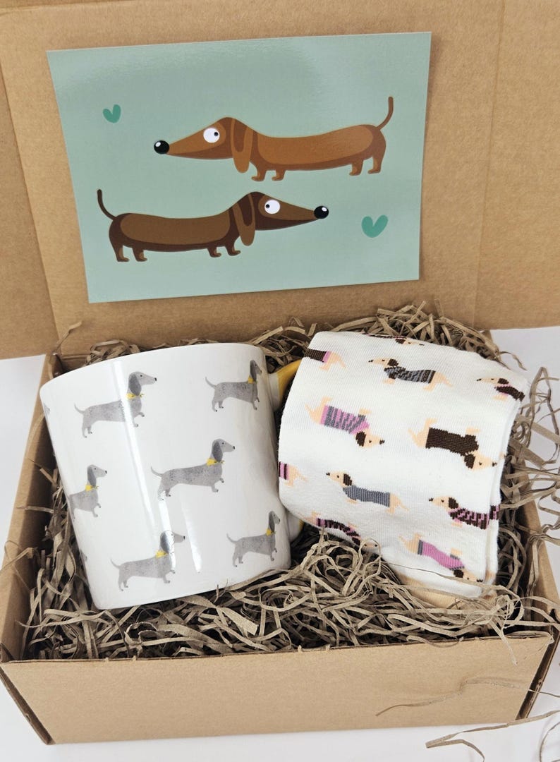 Dachshund Dog Gift Box Set Sausage Dogs for Women, Mug & Socks Hamper ...