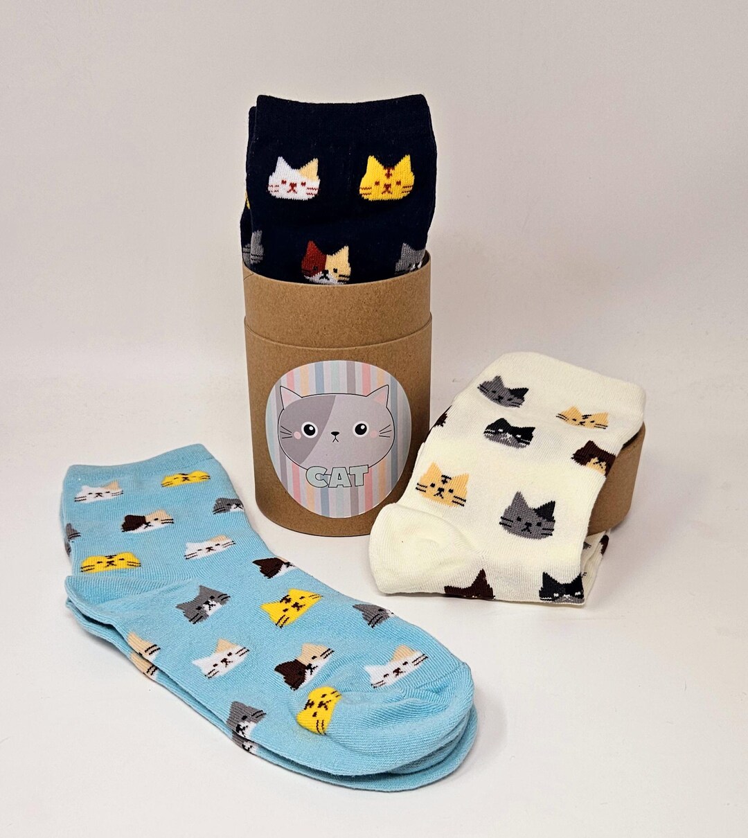 Cat Socks in a Gift Tube | Cat Mum Novelty Cotton Sock Hamper Set ...