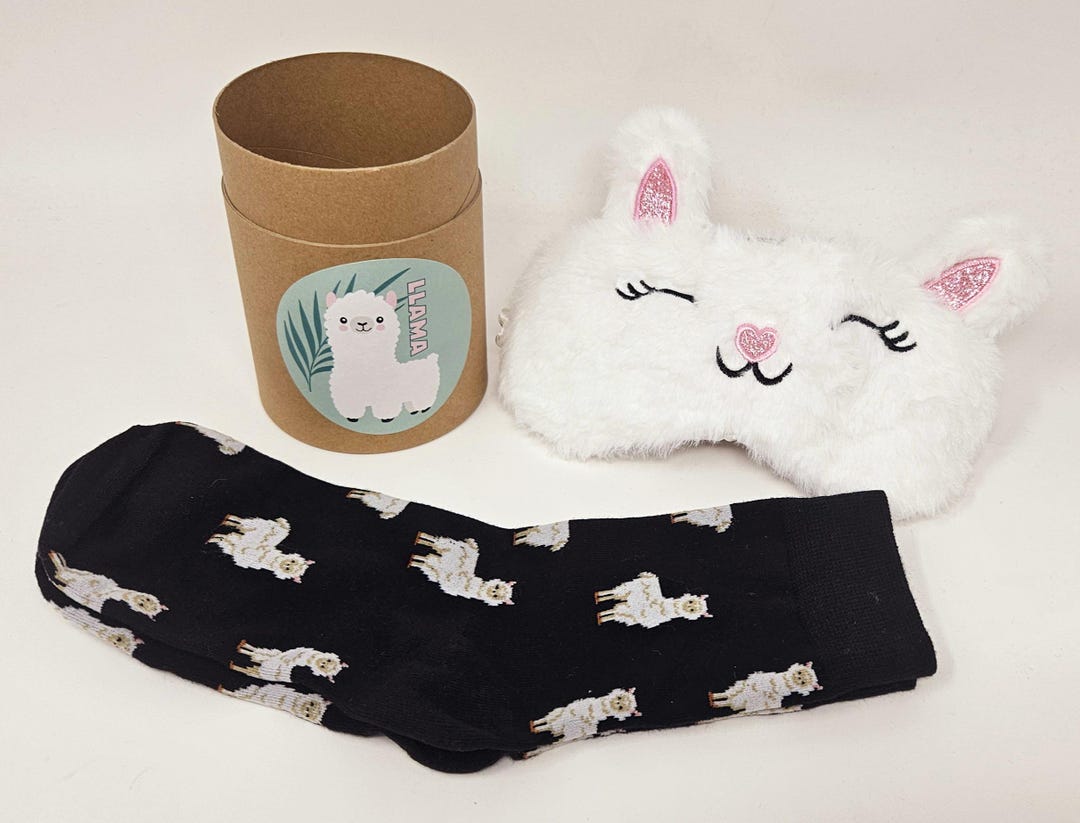 Ladies Llama Alpaca Socks & Mask in a Gift Box | Cosy Pamper Hamper Set ...