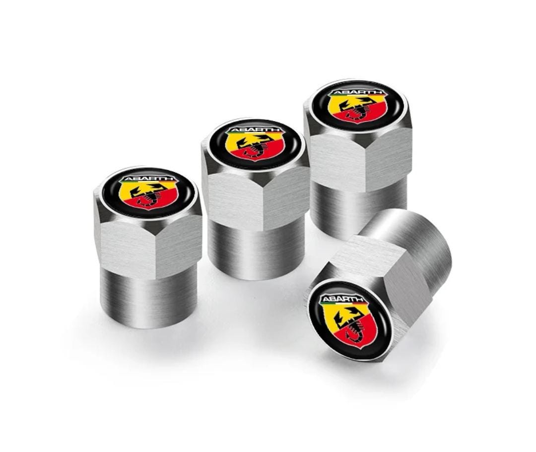 Brand New Silver 4 Fiat Abarth Tyre Valve Caps Performance Sport ...