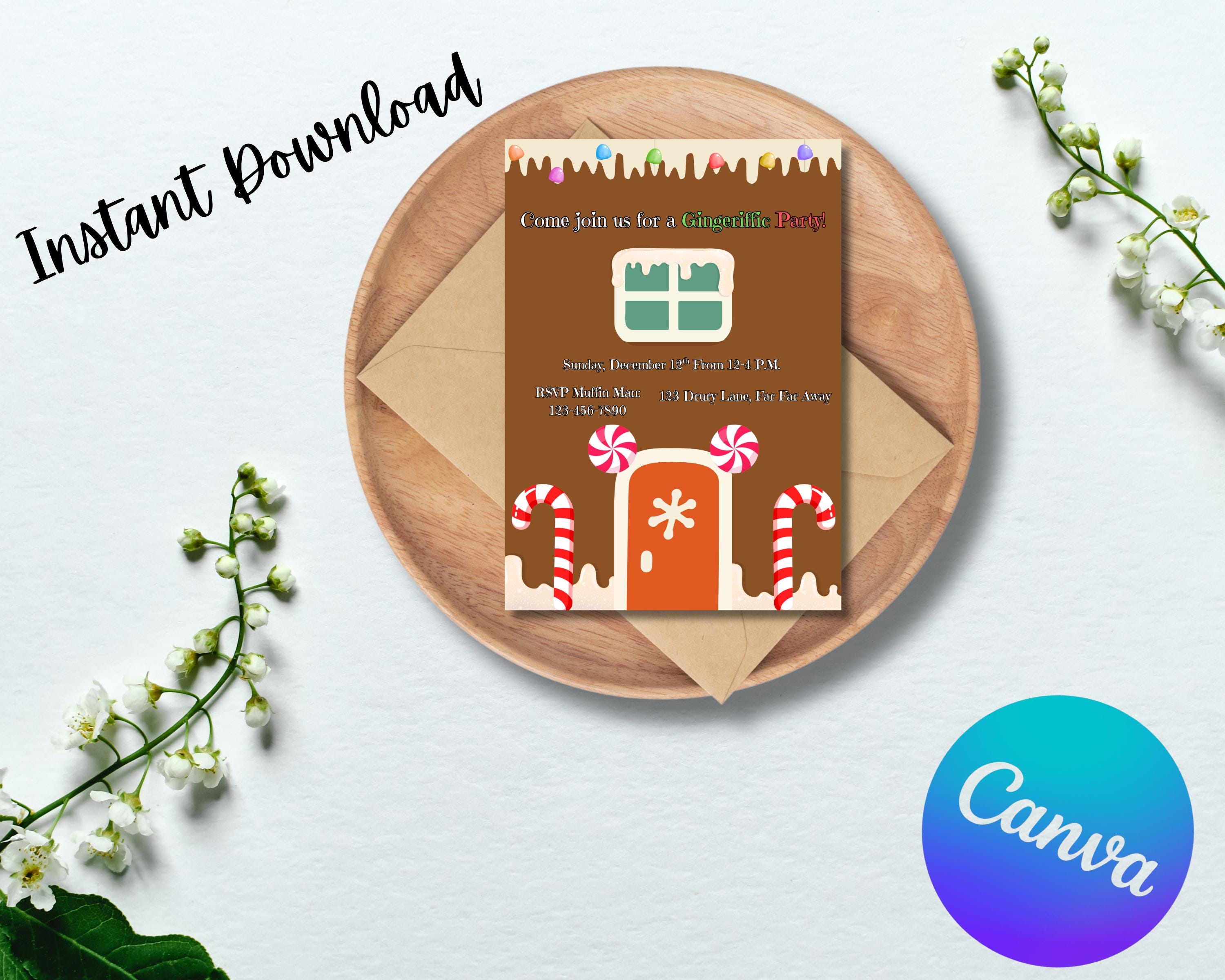 Gingerbread House Party Invitation: Editable Holiday Cookie Decorating ...