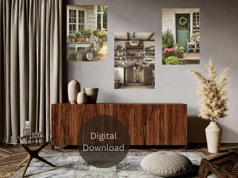 Rustic Farmhouse Porch & Kitchen Wall Art Set | Vintage Cottage Decor ...
