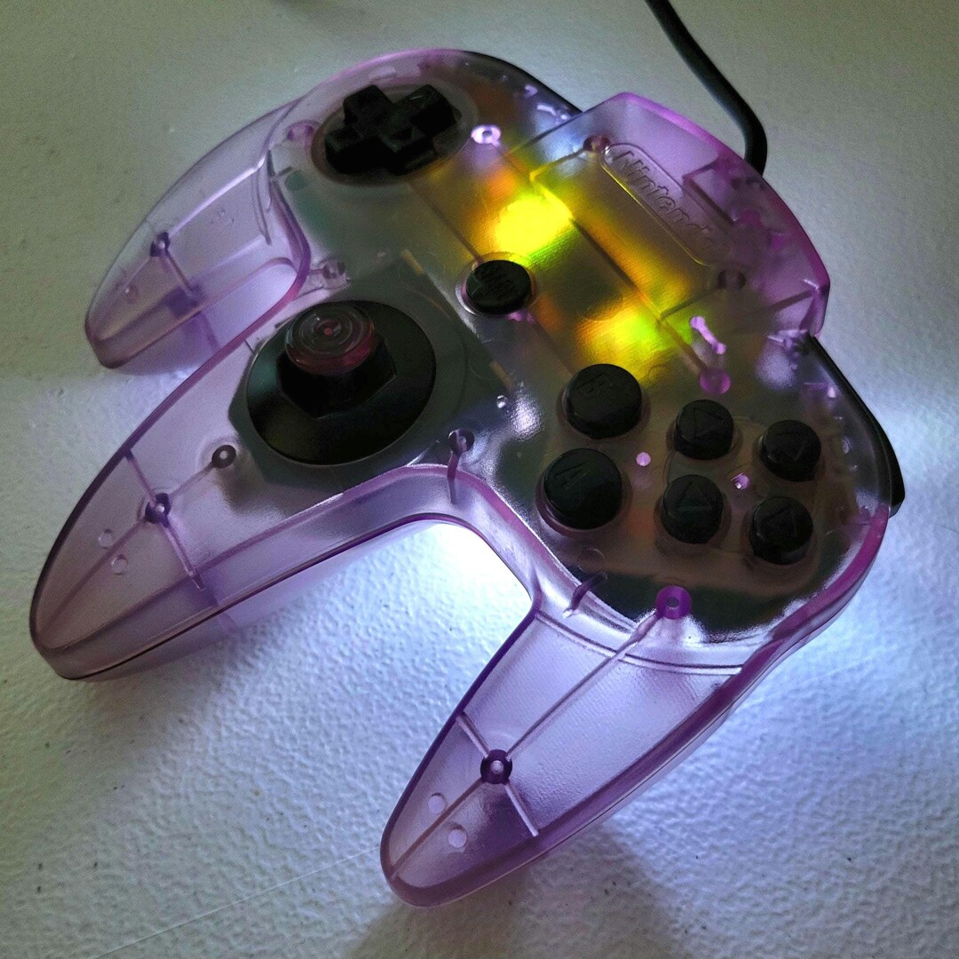 N64 OEM Custom Controller: Backlit Blackout Buttons Clear-purple ...