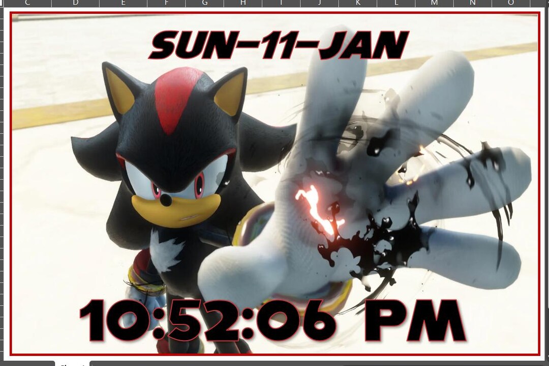 Sonic Shadow Digital Clock - Excel File - Etsy