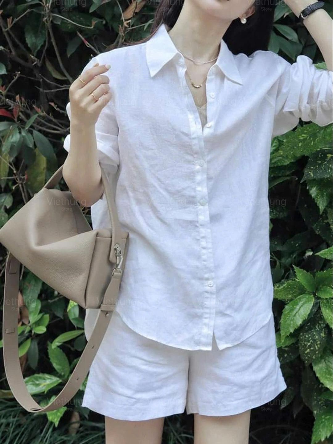 Elegant White Linen Set Linen Shirt and Short Pants Set.set of Street ...