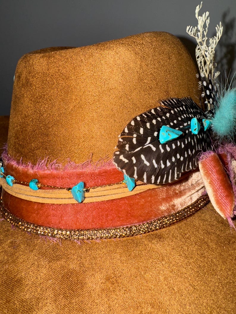 Custom Brown Cowboy Hat Women’s Premium Vegan Felt Hat Cowhide Fedora ...