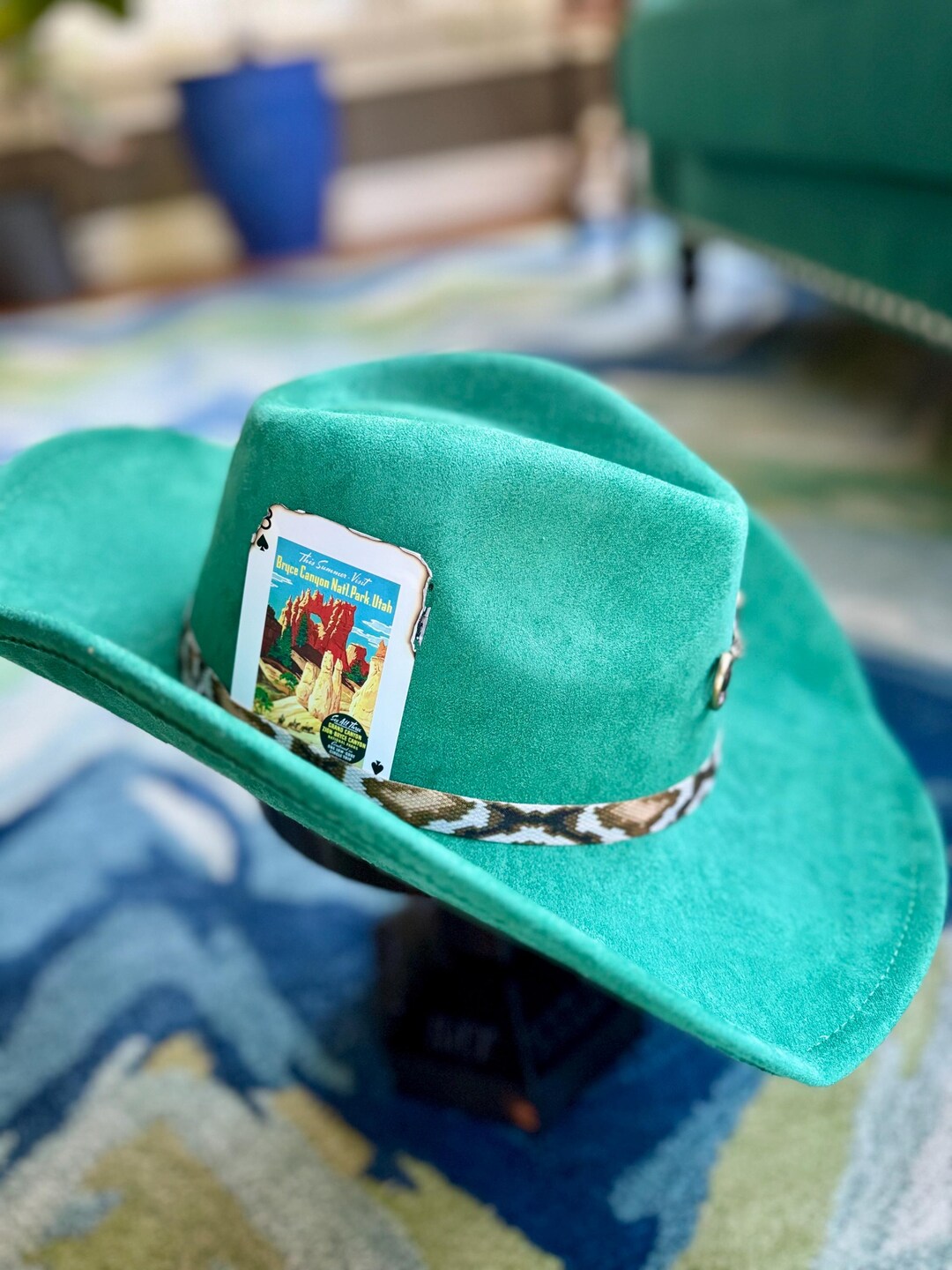 Green Cowboy Hat Western Utah Country Music Boho Matches Hat Band Texas ...