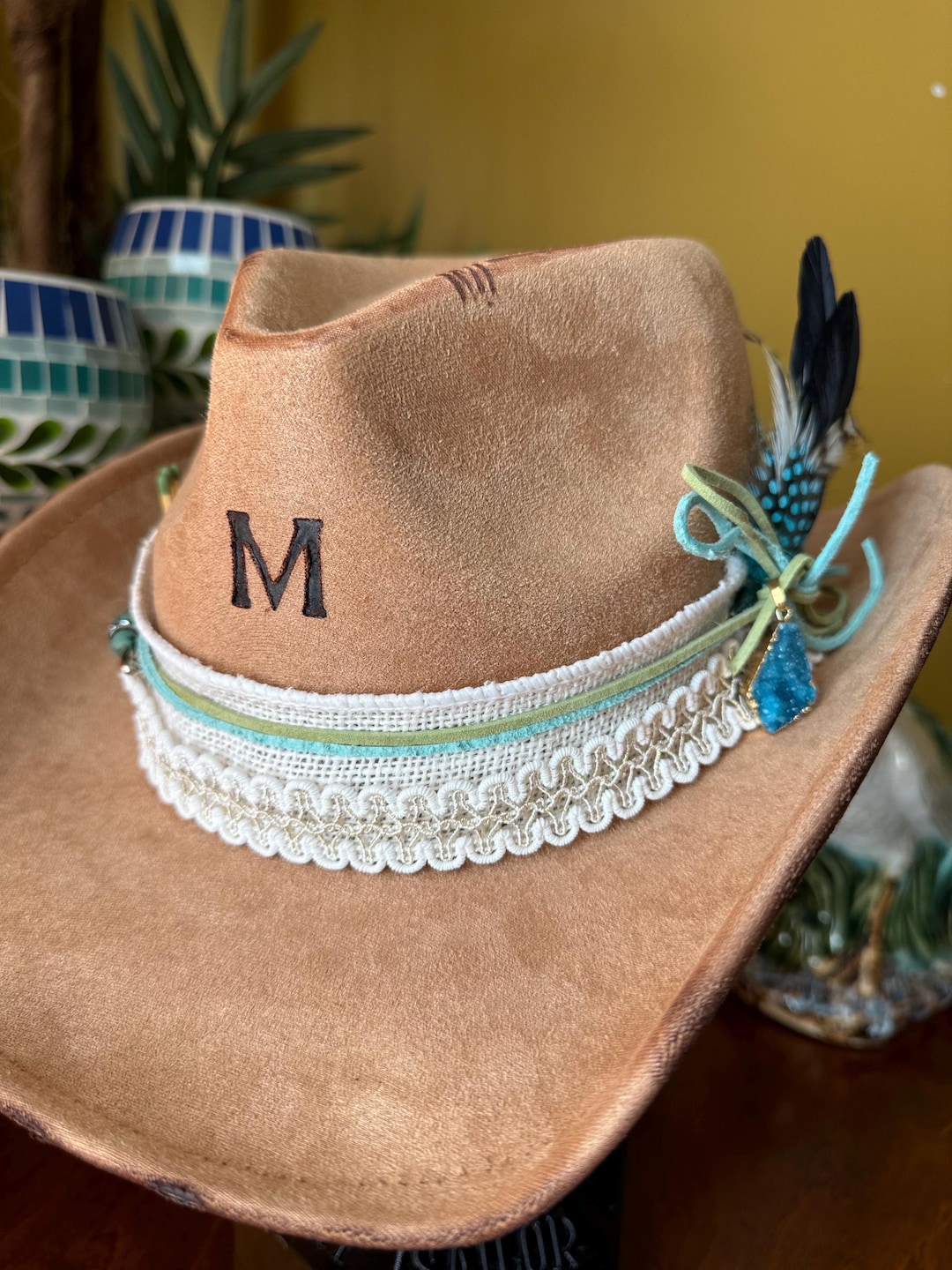 Custom Distressed Felt Cowboy Hat: Embroidered Cowgirl Western Geode - Etsy