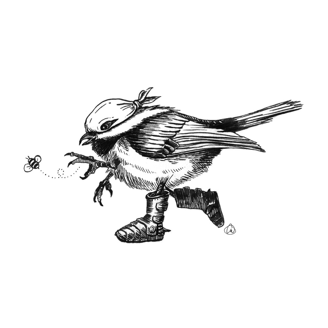 Red Cap Chickadee Stupid Animal Hybrids Monster Mashup Print, Funny Ink ...
