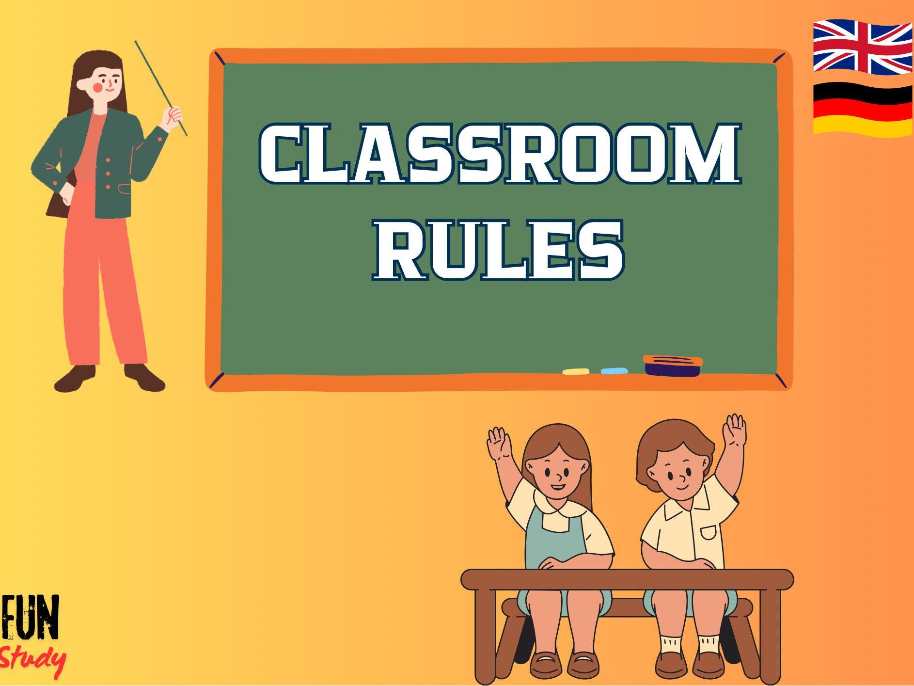 Classroom Rules Poster, Bilingual Classroom Poster English and German ...