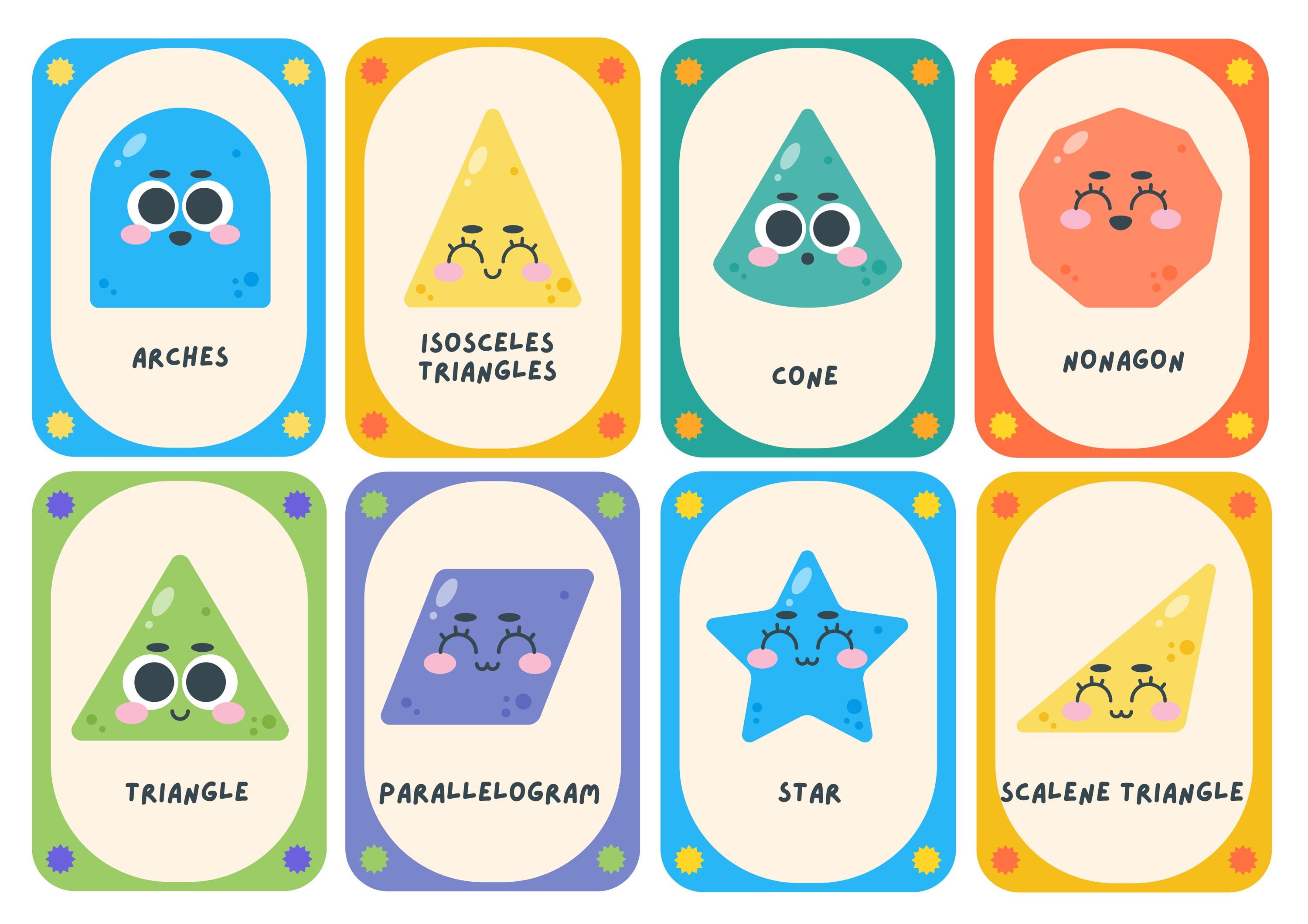 Geometric Shapes Flashcards for Kids, Printable Educational Flashcards ...