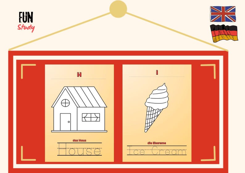 Alphabet Coloring Book in English and German, Coloring Pages for Early ...