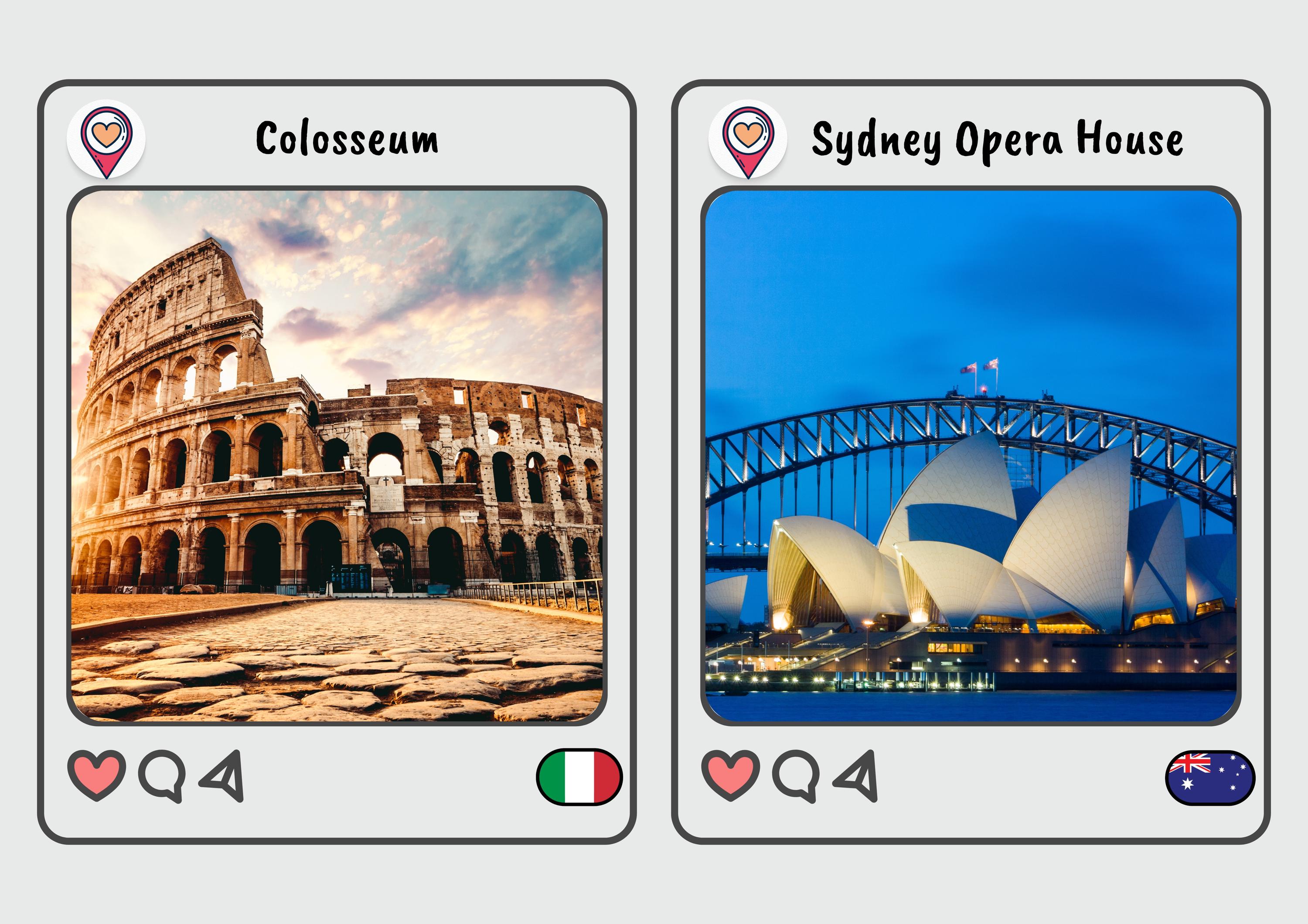 World Landmarks Flashcards, Learning Nations and Continents With All ...