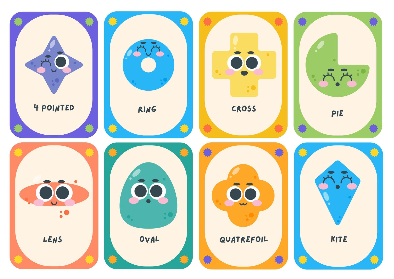 Geometric Shapes Flashcards for Kids, Printable Educational Flashcards ...