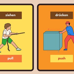 Printable Bilingual English and German Action Verb Flashcards, Verbs ...