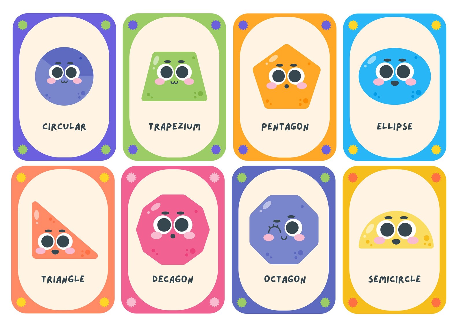 Geometric Shapes Flashcards for Kids, Printable Educational Flashcards ...