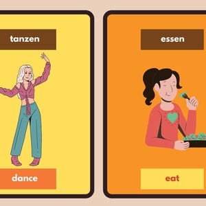 Printable Bilingual English and German Action Verb Flashcards, Verbs ...