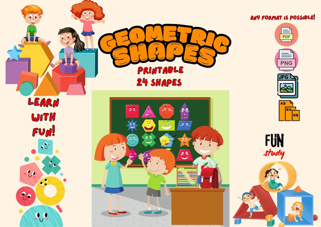 Geometric Shapes Flashcards for Kids, Printable Educational Flashcards ...