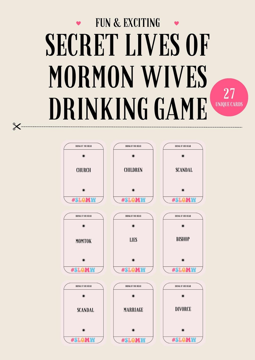 Secret Lives of Mormon Wives Drinking Game | Fun Watch Party Game for ...