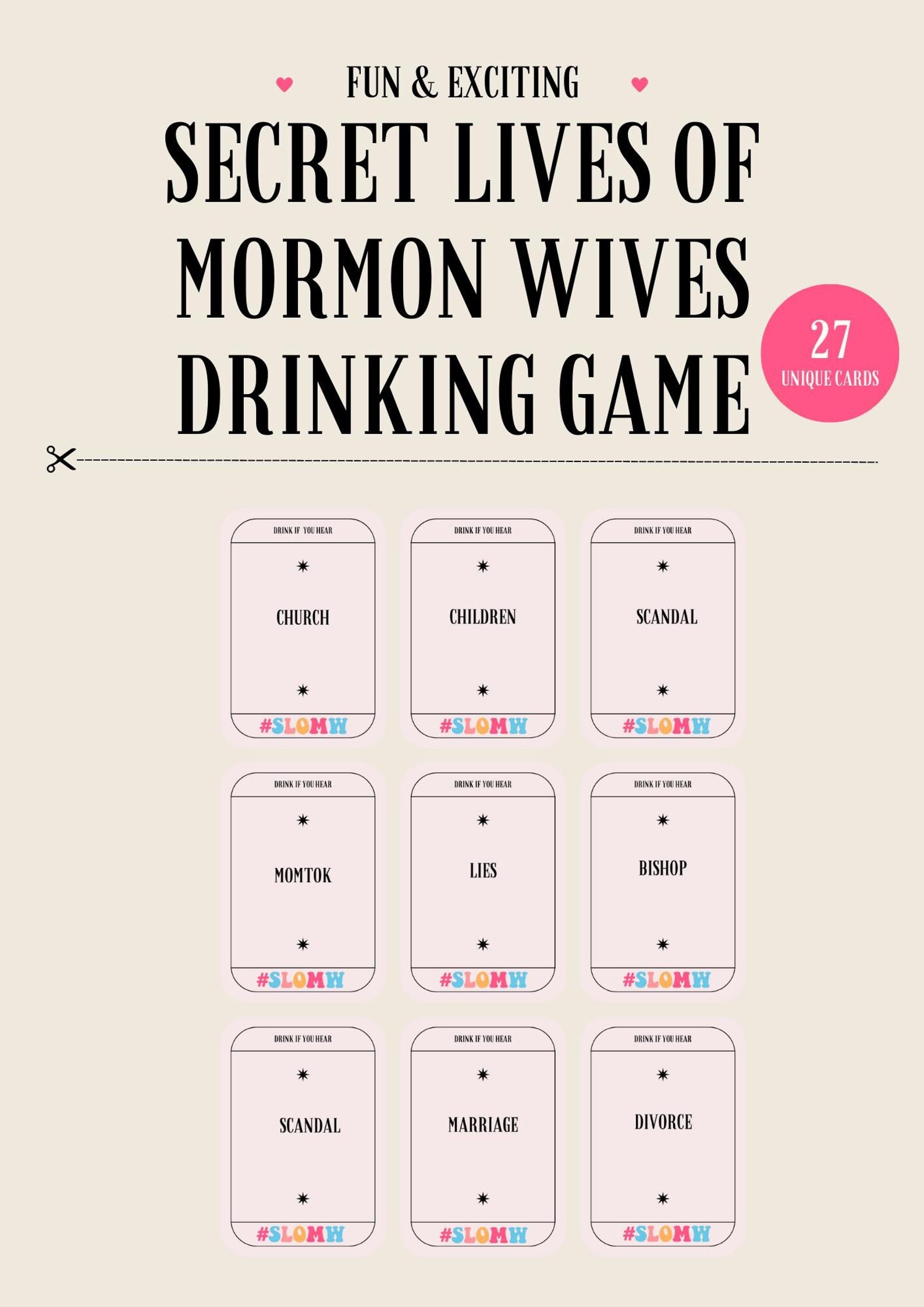 Secret Lives of Mormon Wives Drinking Game | Fun Watch Party Game for ...