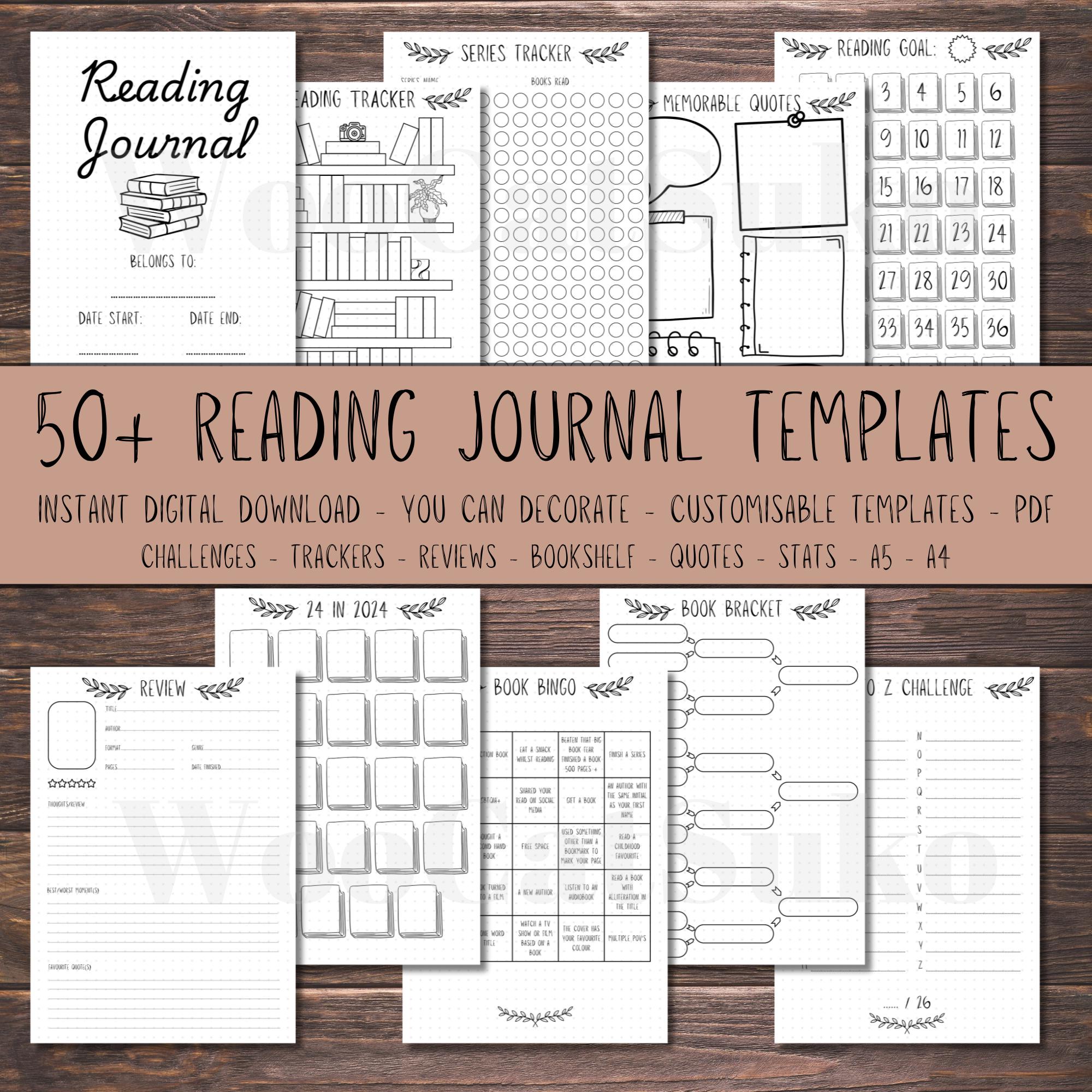 NEW 50+ Reading Journal Templates! Printable Bundle, A5 or A4, Digital ...