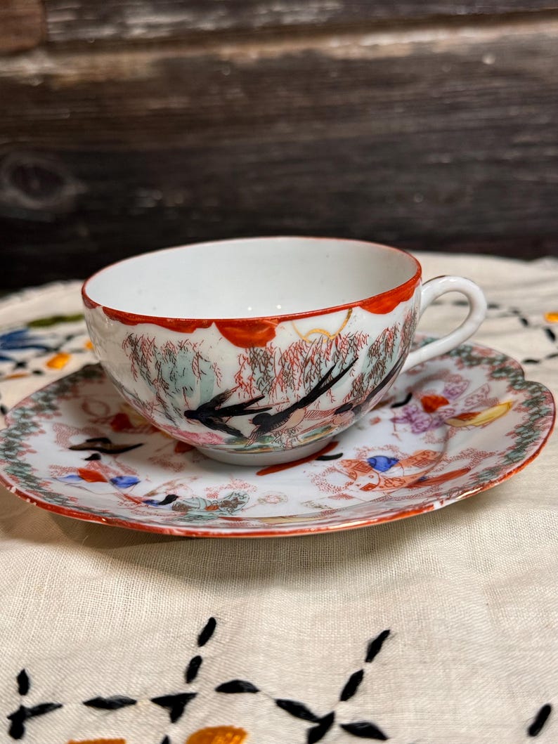 Teacup Set Saucer Cup Elegant Rare Antique Vintage Handpainted Floral ...