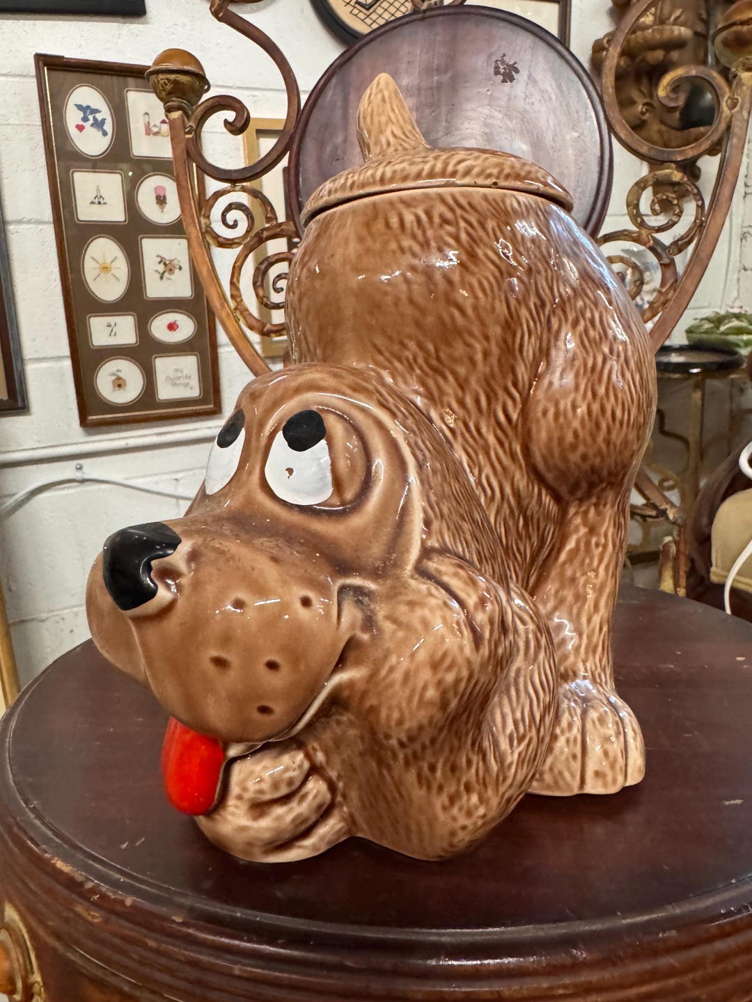 11”x8.5” Brown Dog Cookie Jar USA 0272 Vintage Kitchen Canister Free ...