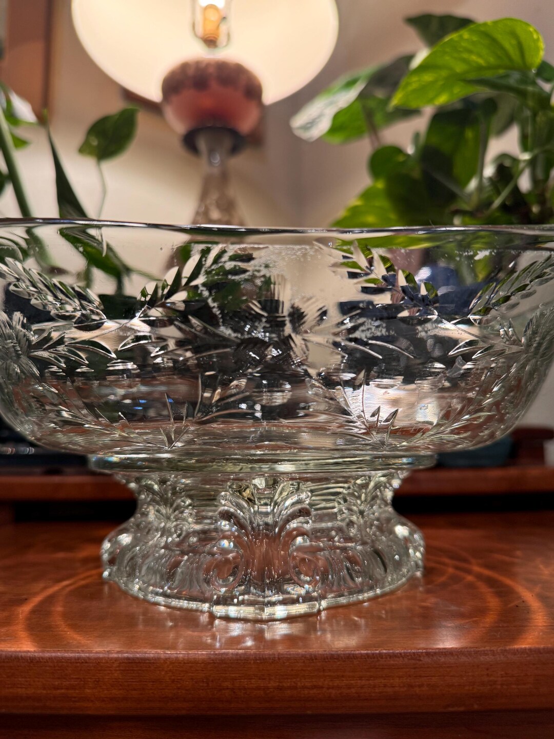 Antique Daisy & Wheat Pattern Glass Bowl Thin Glass Cut Glass Press ...