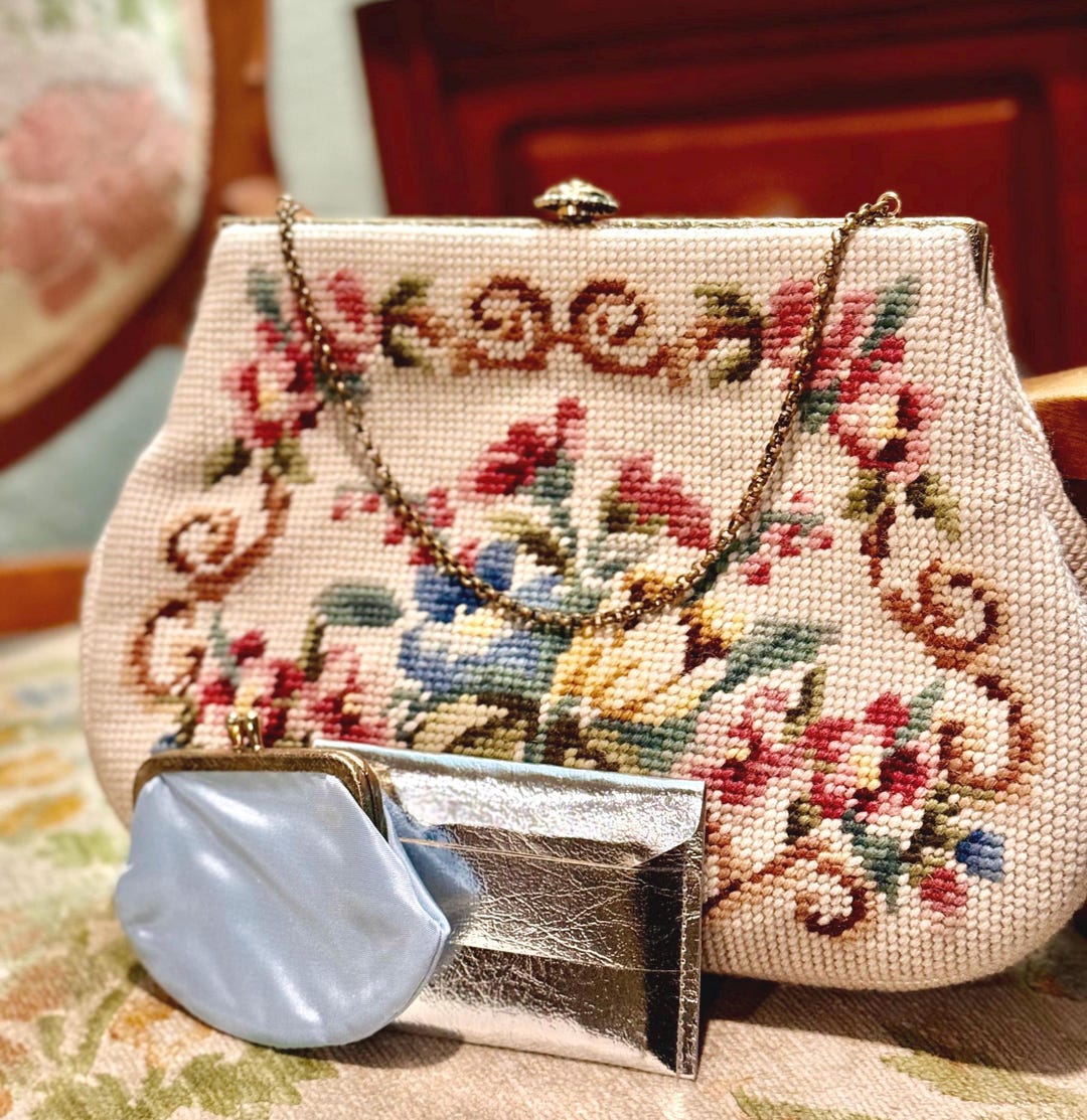 Vintage 40s or 50s Christine’s Custom Bag and Accessories Needlepoint ...