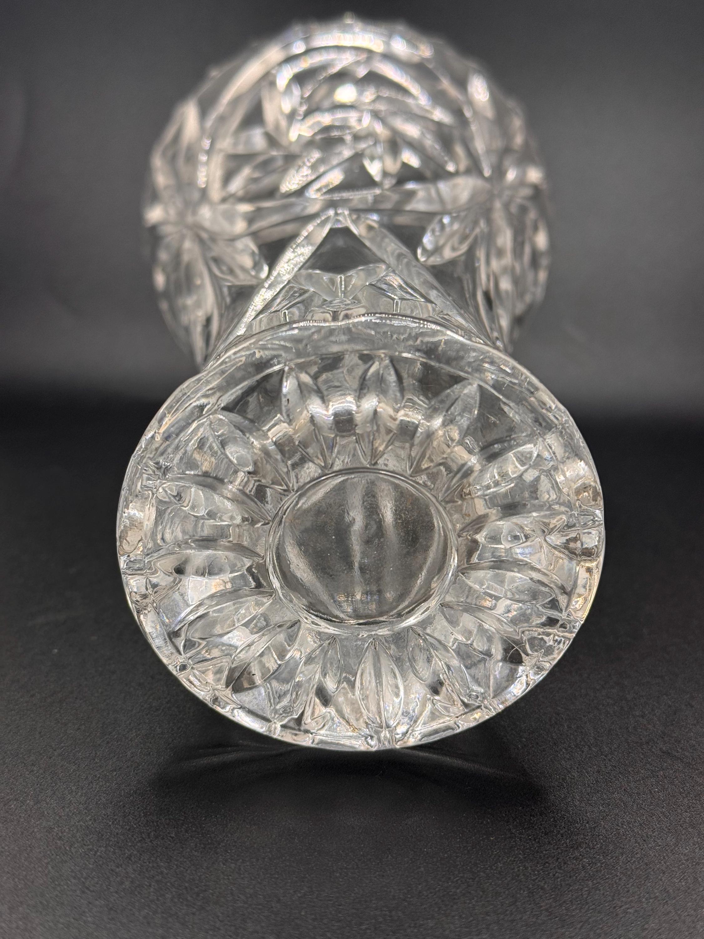 LARGE HEAVY Vintage Cut CRYSTAL Vase Vessel – Elegant Glassware ...