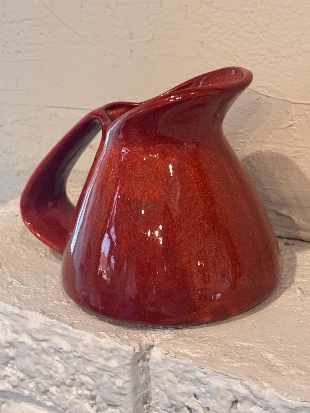 Mid-century Modern Small Pottery Pitcher or Large Creamer, Burnt Orange ...