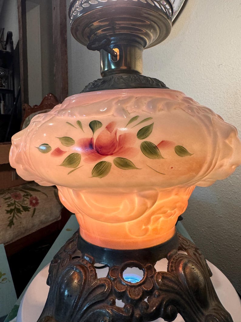 Fenton Glass Lamp Lion Granny Style Decorating Living Room Old Timey ...