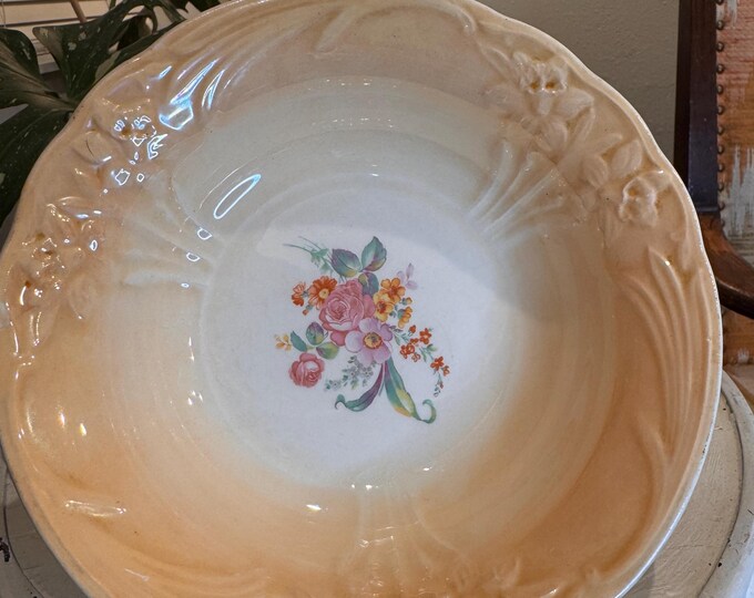 Crown Potteries 1951 Luster Serving Bowl, Golden Butter Color, Center ...