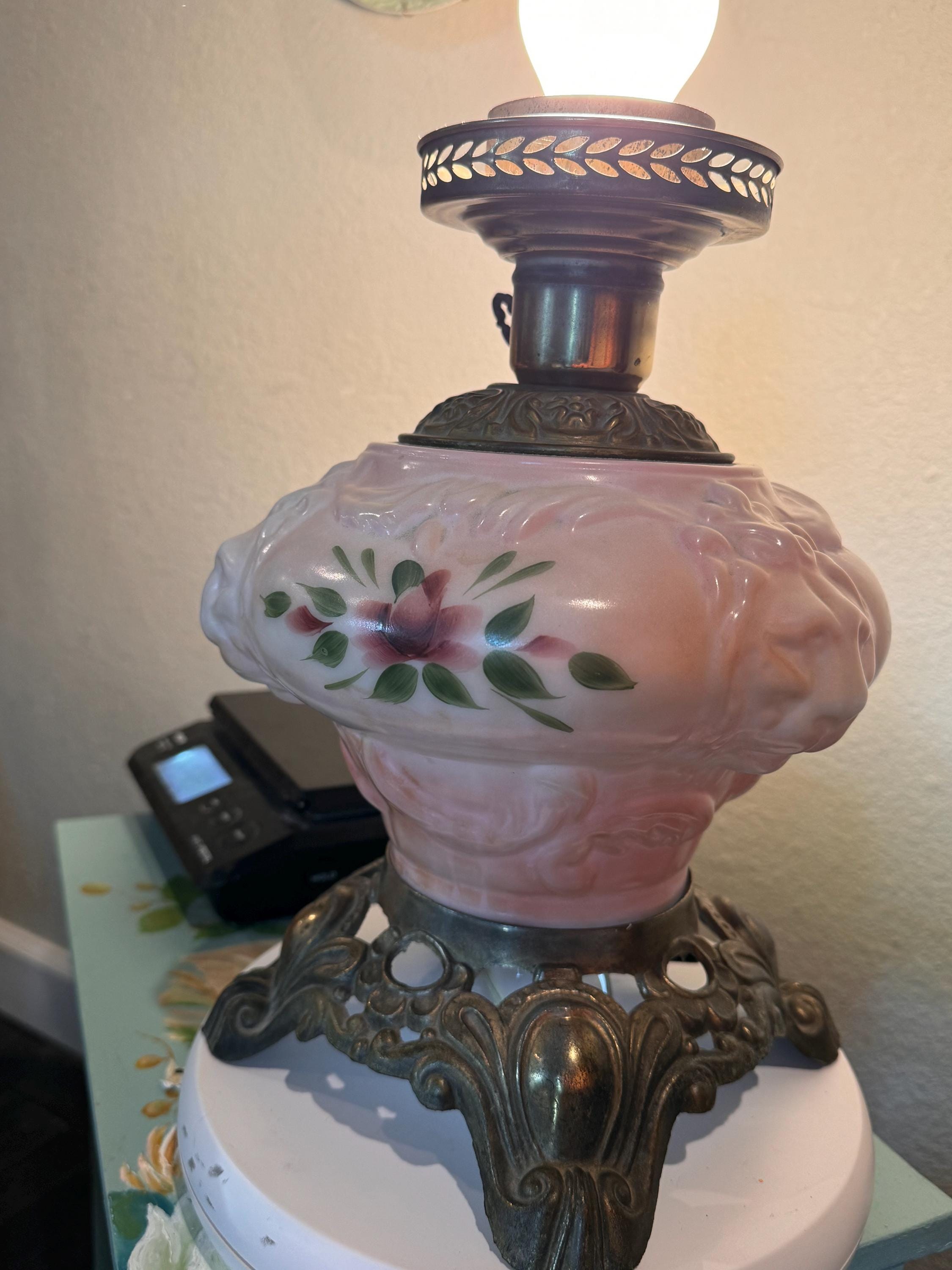 Fenton Glass Lamp Lion Granny Style Decorating Living Room Old Timey ...